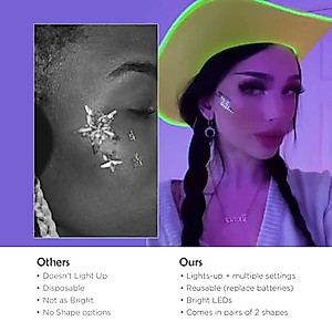 Neon Cowboys® Light-up LED Face Jewelry Sticker Gems, Face Jewels for Women, Light Up Cowboy Stickers, Eye Gems, Makeup Gems, Festival, Birthday, Bachelorette Party, Concert Neon Stickers