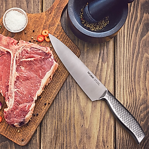 CHUYIREN Chef Knife,8" Stainless Steel Japanese Chef Knife, Full-Tang Knife with Ergonomic Handle, Professional Sharp Cooking Knife Cutting Knife Meat Knife for Kitchen or Restaurant