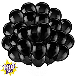 100PCS Black Balloons 12 Inches Latex Premium Quality Black Themed Balloons, Black Balloon for Birthday Party, Wedding Decorations, Baby Shower Graduation, and Graduation Decorations
