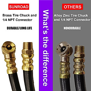Air Tank Repair Kit, SUNROAD Air Tank valve Kit with gauge, Come with 2" Pressure Gauge 1/8"NPT, 4 Ft Air Hose 1/4"NPT Connect and Aluminum Knob Air Tank Manifold 1/2" NPT to Portable Air Tank