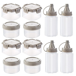 RAYNAG 12pcs Mini Sauce Containers Condiment Cups with Lids Squeeze Bottles Plastic Salad Dressing Bowls Small Food Storage Containers for Lunch Box Picnic Travel