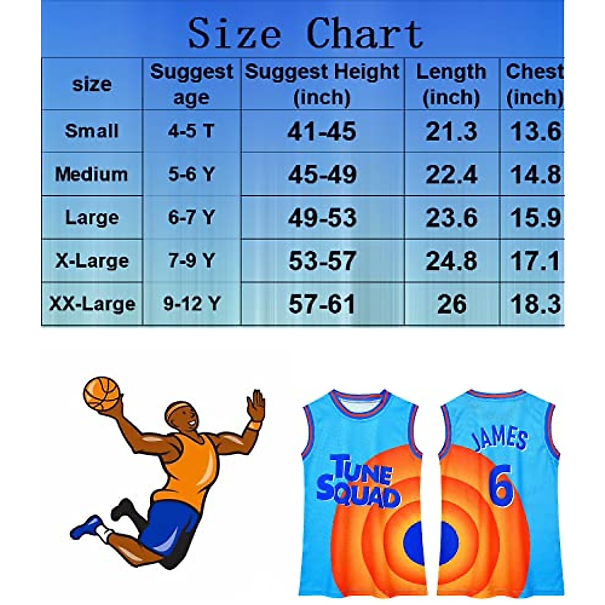 Basketball Jersey for Kids No.6 Space Movie Basketball Superstar No.6 Tshirt Fashion Sport Tank Tops Quick Dry Basketball Cartoon Movie Jersey Novelty Sportwear Tops Tee for Boys Halloween Costume #6