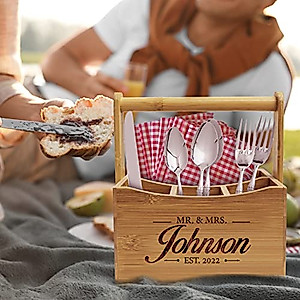 Personalized Kitchen Utensil Holder Picnic Caddy - Custom Monogrammed