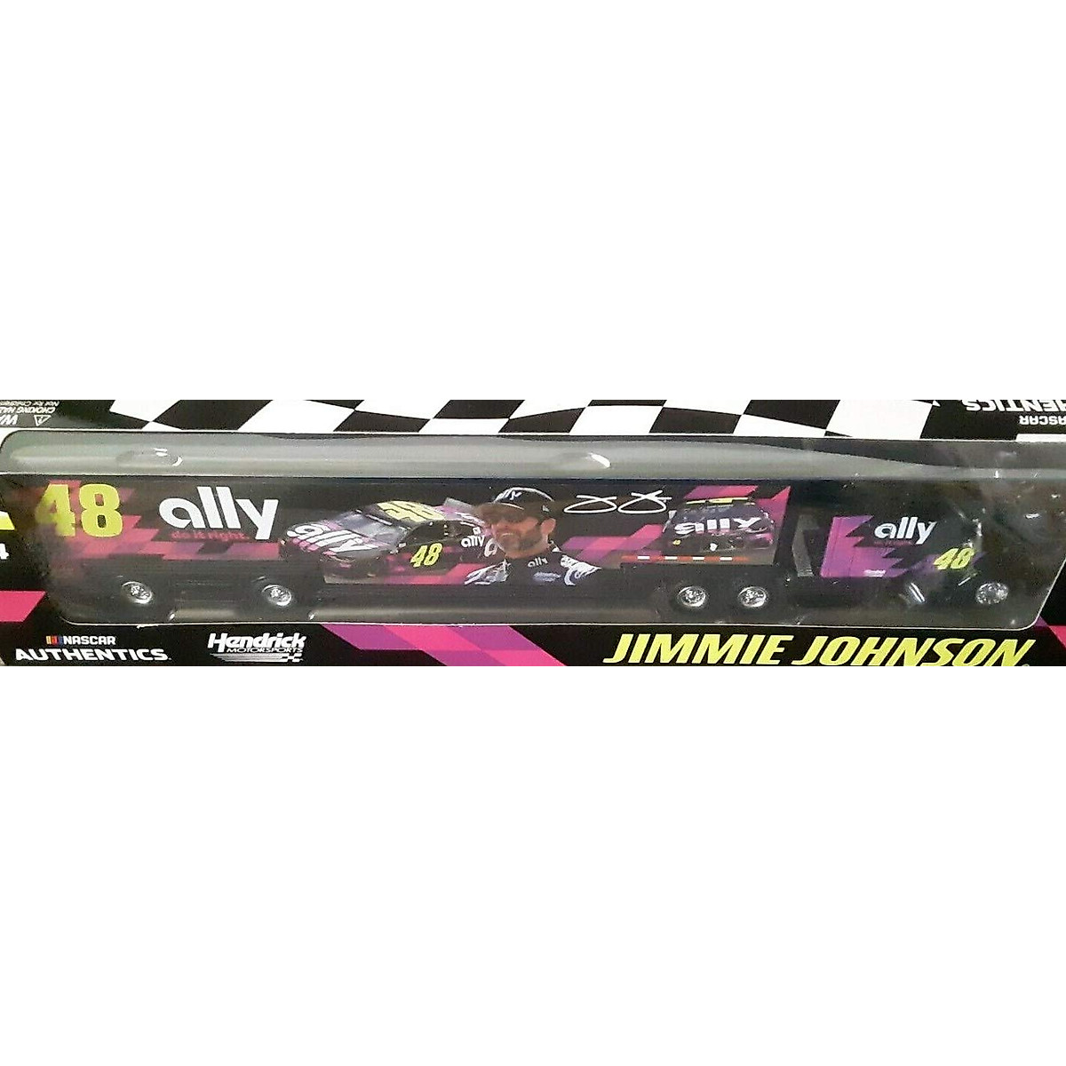 ACTION Jimmie Johnson #48 2020 Edition Ally Racing Hauler Transporter Semi Tractor Trailer Rig Truck 1/64 Scale Authentics Edition Metal Cab Plastic Trailer