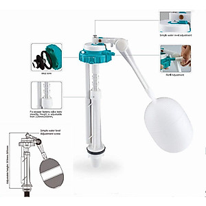 Anti-Siphon Toilet Ballcock Fill Valve Adjustable 9-Inch-13 Inch Toilet toilet tank repair kit with Float, Float Rod, Refill Tube and Nu,white and green