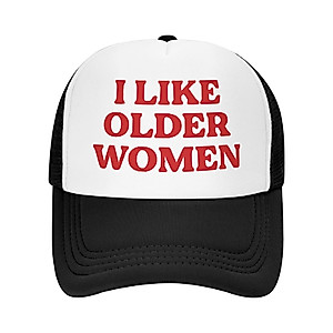 Piuuixe I Like Older Women Funny Baseball Cap Trucker Hats Sports Hat Men Women Black
