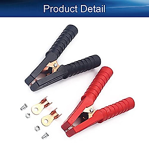 Heyiarbeit 2Pcs 300A Heavy-Duty Insulated Alligator Clips Battery Electrical Test Clips for Car Auto Vehicle Boat, Red and Black