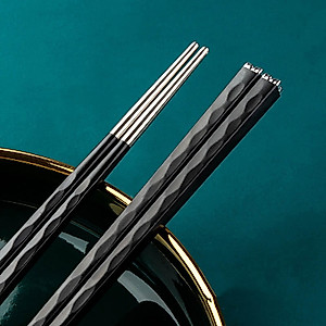 5 Piars 304 Stainless Steel Chopsticks Household Metal Chopsticks Alloy Chopstick Gift Set