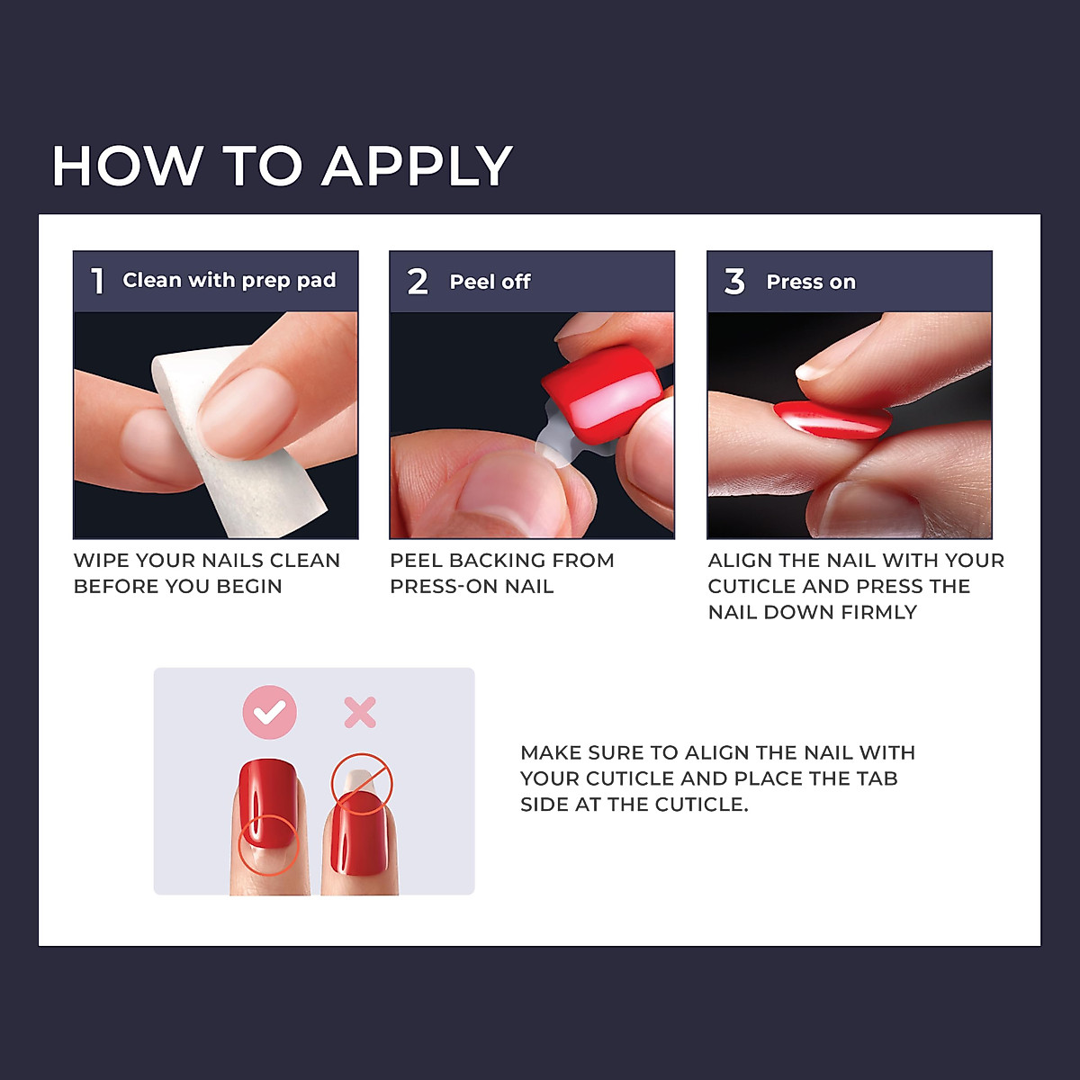 KISS imPRESS No Glue Mani Press On Nails, Design, 'Adore You', Red, Short Size, Squoval Shape, Includes 30 Nails, Prep Pad, Instructions Sheet, 1 Manicure Stick, 1 Mini File