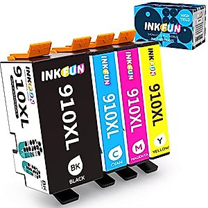 INKFUN 910 910xl Ink Cartridges Combo Pack Replacement for Printer Ink 910 for OfficeJet Pro 8020 8025 8025e 8035 8035e 8028 8022 8015 Printer, Black Cyan Magenta Yellow(4 Pack)