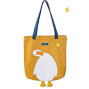 AWXZOM Cute Canvas Tote Bag graphic tote bag funny bags Lunch Grocery (yellow duck)