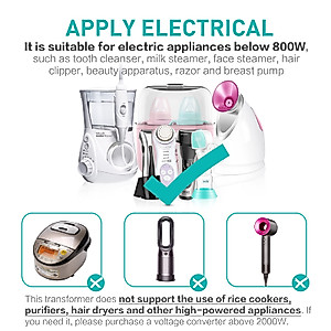 （1000W） Voltage Converter from 110V to 220V, high Performance Step-up Transformer to Support appliances Used in Europe, Asian appliances and Other Regions,CE/FCC Certification.