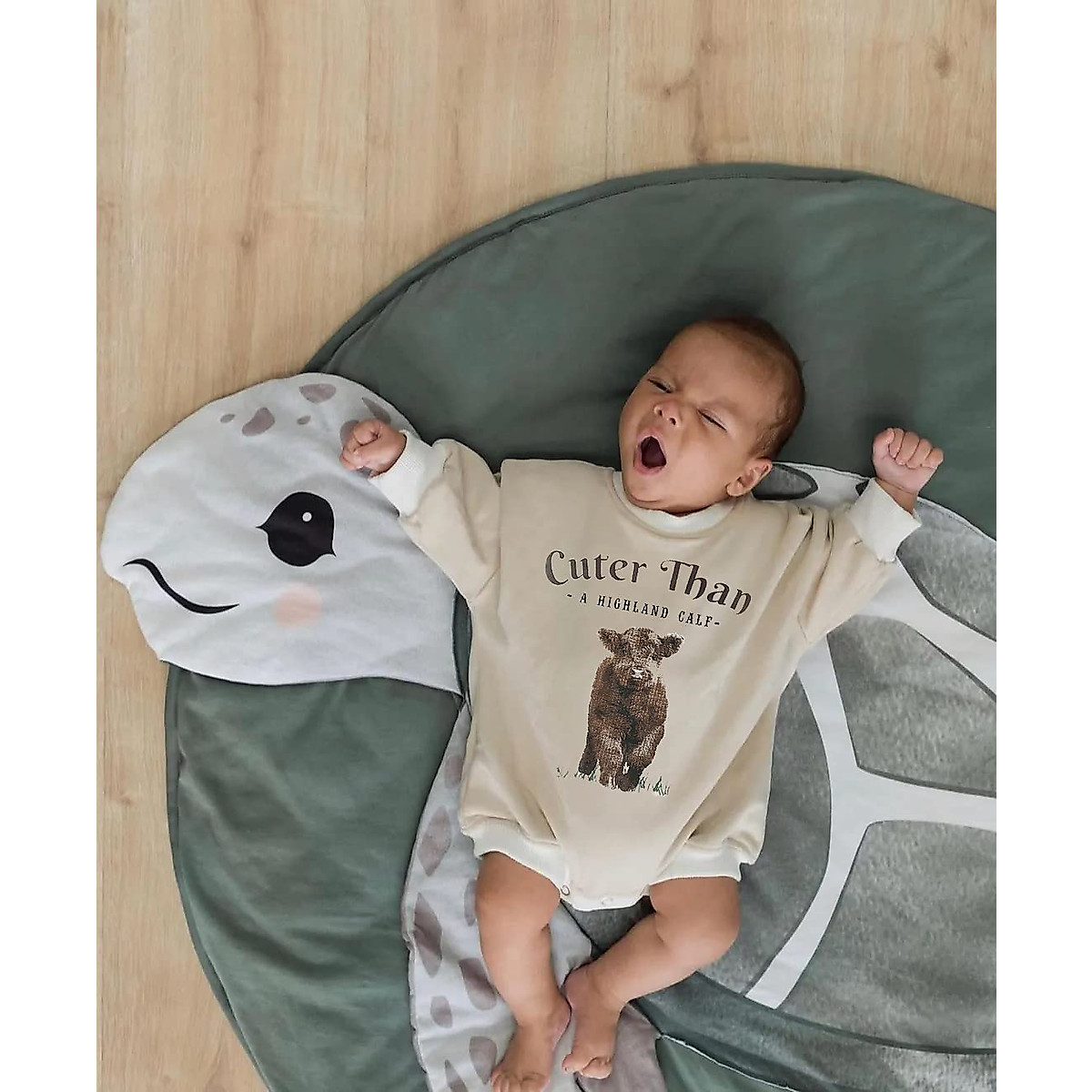 ZyHwShine Western Baby Outfit Newborn Boy Girl Cow Print Sweatshirt Romper Bodysuit Sweater Onesie Fall Winter Clothes (Khaki Cuter,0-3 Months)