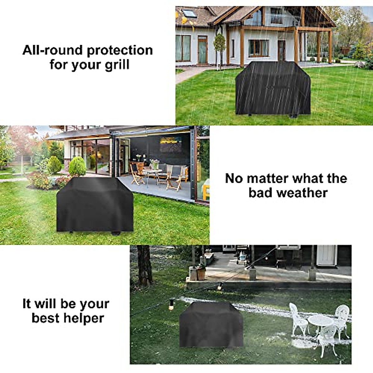 Anti Dust Rain BBQ Grill Cover UV Resistant Grill Covers with PU Coating for Family Dinners Accessories BBQ Grill Barbeque Cover for Home Garden Yard BBQ Tool UV Resistant Grill Covers with PU Coating