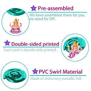 40pcs Diwali Hanging Decorations, No-DIY Happy Diwali Decorations for Home House, Deepavali Party Decorations, Indian Festival Diyas for Diwali Rangoli Decoration Lights Hanging Swirls cocomigo