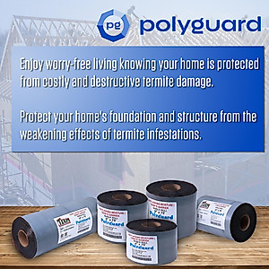 POLYGUARD Term Flashing Termite Barrier 4" x75' Roll. Non Chemical, Non Structural Insect and Moisture Barrier. Self Adhesive Sheet, Low Temperature Application Down to 30°F