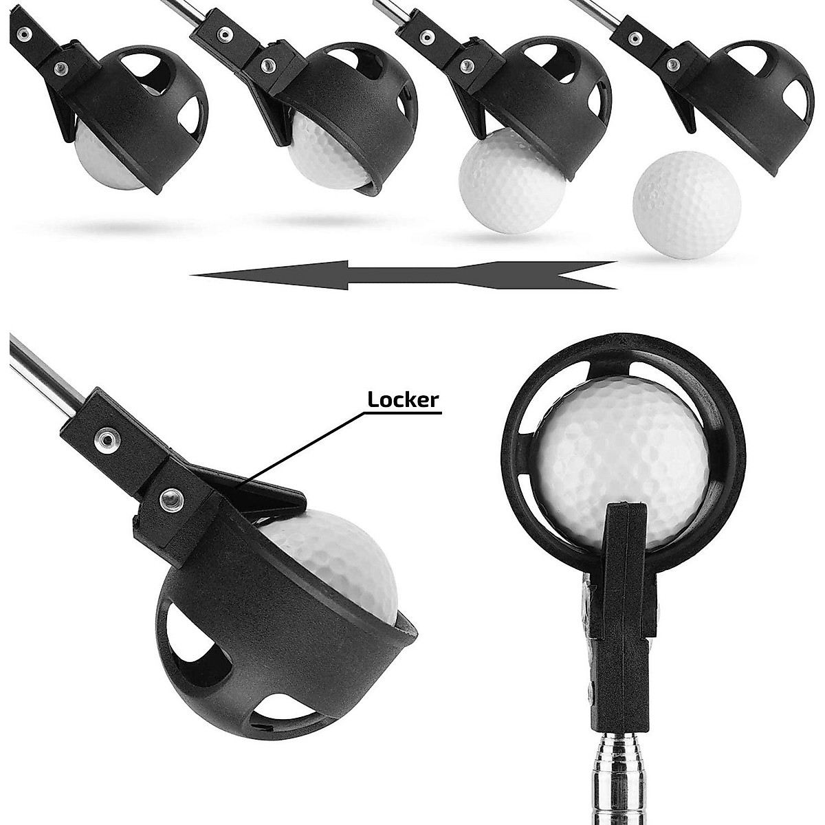 CZGRFE Golf Ball Retriever, Stainless Golf Ball Retriever Telescopic with Golf Ball Grabber for Putter, Golf Accessories, Gifts for Golfer