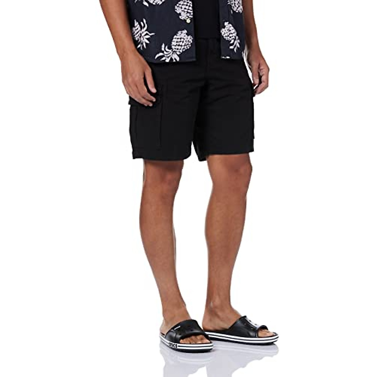 Crocs Men's and Women's Bayaband Slide | Casual Beach Sandal | Shower Shoe, Black/White, 9 US Women / 7 US Men