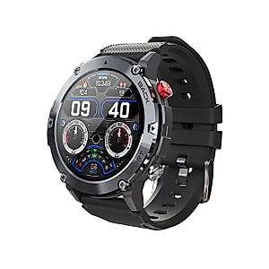 CNBRO Military Smart Watch for Men Android with Bluetooth Call Dial/Heart Rate/Blood Pressure/Blood Oxygen Monitor Mens Smartwatch for Steps,Calories,Mileage,Sports Data Record Tactical Fitness Watch