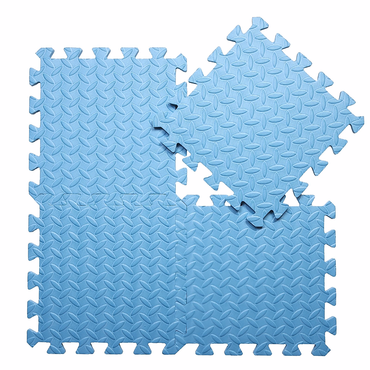 Coolcandy EVA Foam Play Mat, 16 Tiles Colorful Baby Play Mat, Square Kids Playmat with Solid Colored, 0.4" Thickened Interlocking Foam Floor Tiles, Puzzle Play Mat For Baby Lying, Playing (Light Blue)