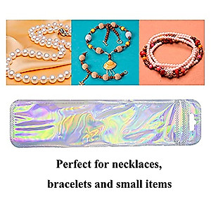 Resealable Foil Ziplock Bags 50 PACK Aluminum Foil Bags Long Jewelery Plastic Bags For Pen Lip Eyelash Jewelry Necklace Long Packaging Holographic Rainbow Color