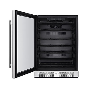 Empava EMPV-BR02S 140 Can Capacity Beverage, Mini Glass Door Built-in Counter or Freestanding Drink Fridge Cool Your Beer Soda to 37F for Kitchen, Bar or Office, 24 Inch, Stainless Steel