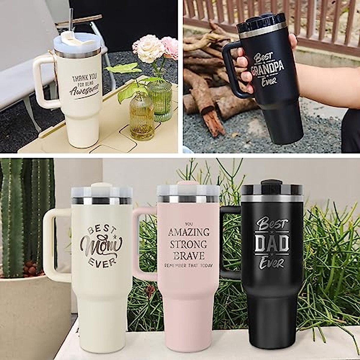Gifts for Dad from Daughter Son Birthday Presents 40 oz Tumbler with Handle and Straw for Father in Law Husband Men Fathers Day Gift Water Cup with Lid Insulated Travel Mug Stainless Steel Coffee Mug