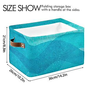 Watercolour Waves Storage Basket Bins Foldable Toy Baskets Organization with Handles Laundry Hamper for Living Room Clothes Nursery Closet Shelf Playroom,2 pcs