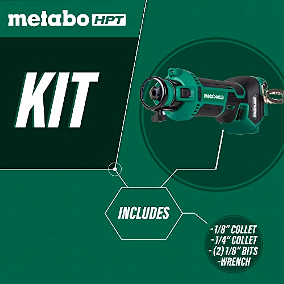 Metabo HPT 18V MultiVolt™ Cordless Drywall Cut-Out Tool | Tool Only - No Battery | Brushless Motor | 28,000 RPM | 1/8-Inch & 1/4-Inch Collets | M18DYAQ4