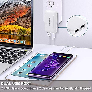USB Wall Charger, Foldable Charger Adapter, Pofesun 2-Pack Dual Port Foldable Fast Charger Block Power Adapter Compatible for iPhone 11/ Pro/MAX/X/XS/XR/XS Max/8/7/6/Plus,Pad,Samsung Galaxy-White