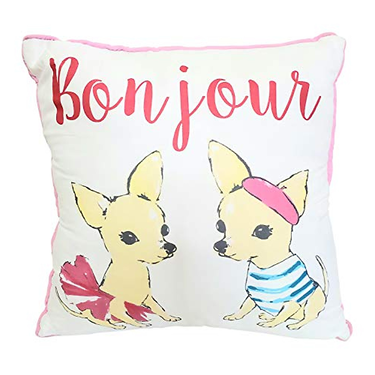 Bonjour Accent White Pillow 16 inches by 16 inches