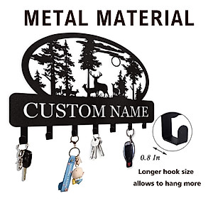 Dyoart Personalized Key Holder for Wall, Custom Metal Deer Cabin Key Hooks with Name, Metal Key Holder Hooks Organizer Rack, Key Hanger Decor for Kitchen, Entryway, Hallway, Office, Doorway