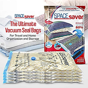 Variety 4 Pack | Spacesaver Vacuum Storage Bags Save 80% on Clothes Storage Space - Vacuum Sealer Bags for Comforters, Blankets, Bedding, Clothing - Compression Seal for Closet Storage - Pump for Travel (2 Large and 2 Jumbo bags)