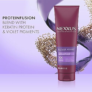 Nexxus Hair Color Blonde Assure Purple Conditioner, Keratin Conditioner, For Blonde and Bleached Hair, Color Conditioner 8.5 oz