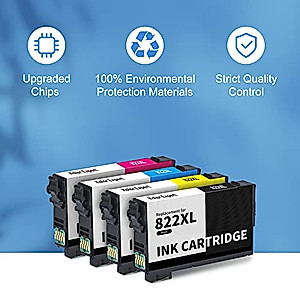 Kolor Expert Remanufactured Ink Cartridge Replacement for Epson 822XL 822 XL T822XL for Epson Workforce Pro WF-3820 WF-4820 WF-4830 WF-4833 WF-4834 Printer (4-Pack)