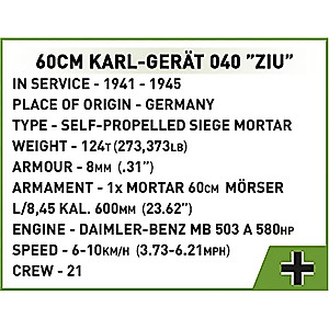 Cobi toys 1574 Pcs Hc WWII /2560/ 60Cm Karl-Gerat 040 "Ziu