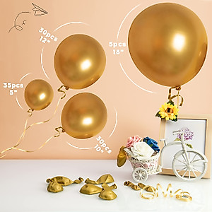 Henviro Metallic Gold Party Balloons - 100 Pcs 5/10/12/18 Inch Balloons Helium Quality Latex Balloons As Birthday Party Balloons/Graduation Balloons/Valentines Day Balloons/Baby Shower/Wedding