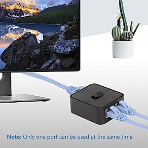 CERRXIAN Network Switch 2 Ports,RJ45 Network Key-Press Switch Splitter Selector Box,100M 2-in 1-Out or 1-in 2-Out 2 Port Network Hub (Black)