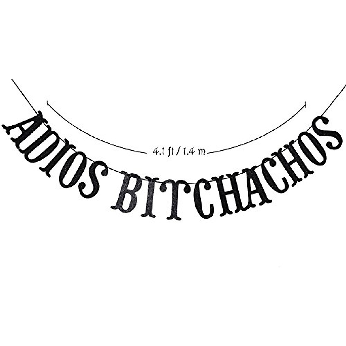 Adios Bitchachos Black Glitter Banner for Going Away, Fiesta, Taco Party Decorations Funny Bunting Photo Booth Props Sign