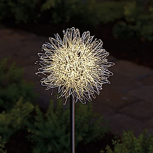 ART & ARTIFACT Dandelion Garden Stakes - Set of 2 Solar Flower Lights, Outdoor LED Light Yard Art, Lighted Garden Decor