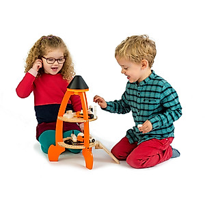 Tender Leaf Toys - Cosmic Rocket Set - 11 Pcs Wooden Rocket and Outer Space Themed Playset for Kids - Develop Imaginative Role Play and Science Interest - Age 3+