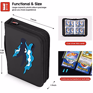 RHCOM 4-Pocket Trading Cards Binder, 320Cards Collector Album Holder Compatible with PM Cards and All TCG Cards.(Dragon)