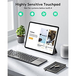 Samsers Multi-Device Foldable Bluetooth Keyboard with Touchpad Rechargeable Dual-Mode(2.4G+BTx2) Wireless Keyboard with Holder, Portable Ultra Slim Folding Keyboard for Android Windows iOS Mac OS