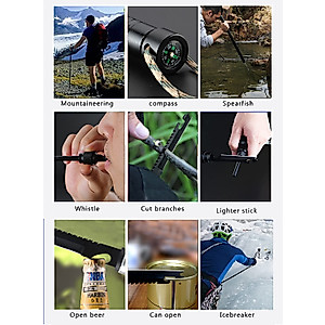 Trekking Poles, Multifunctional Aluminum Hiking stick with Compass, Adjustable Height, Tactical Trekking Poles for Hiking, Traveling, Camping, Mountaineering