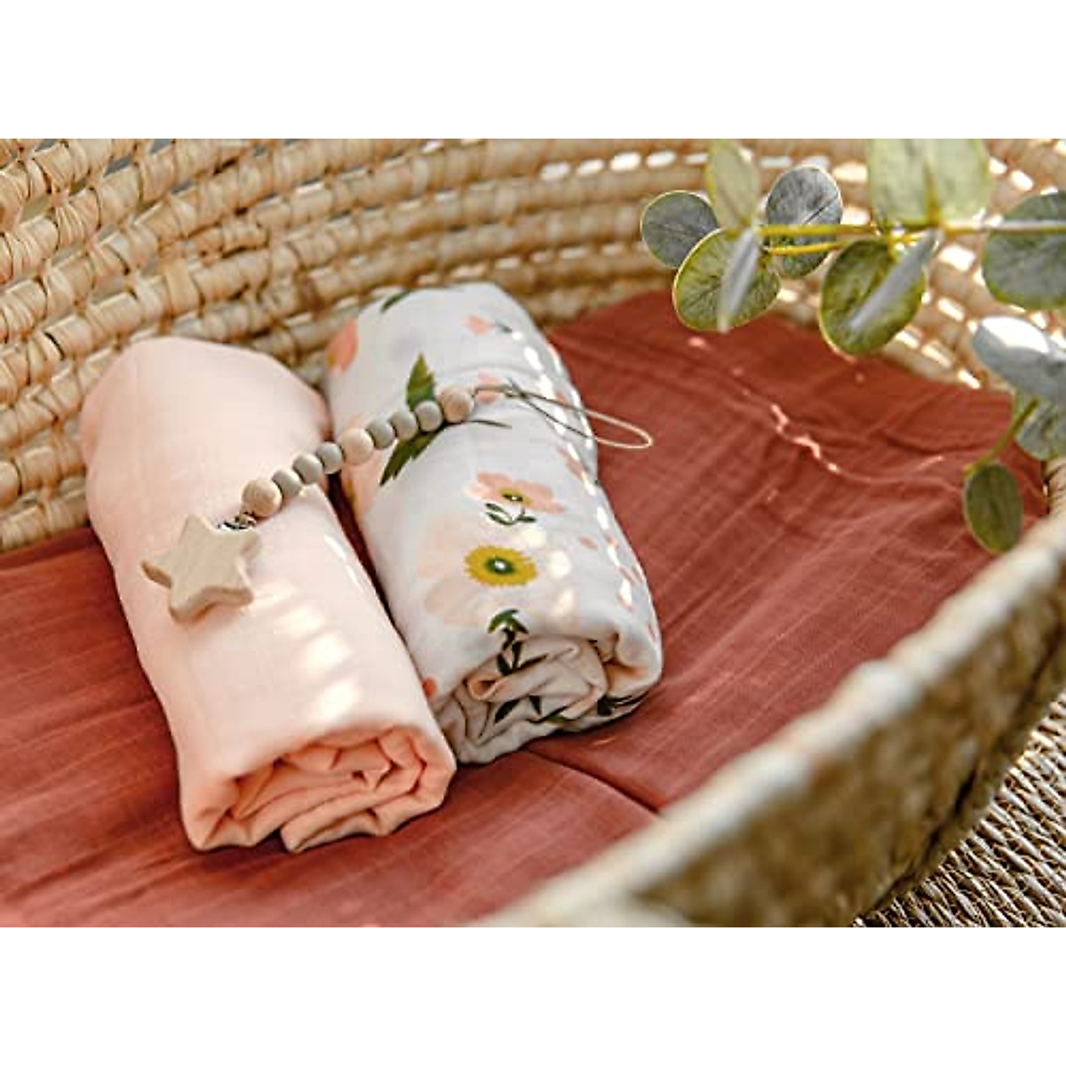 Little Jump 3 Pack Muslin Swaddle Blankets Solid Colors, Large 47 x 47 inches Muslin Blankets for Girls & Boys, Baby Receiving Swaddles, Newborn Gifts (Solid Floral)