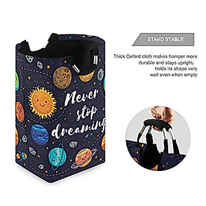 Blueangle Cartoon Solar System Pattern Laundry Basket Clothes Hamper Collapsible Durable Dirty Clothes Large Storage Laundry Organizer