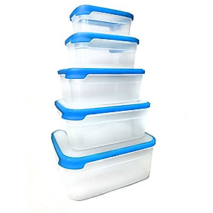 HELSIM Blue 10-Piece Containers Set with Lids for Storage, Lunch, and Meal Prep, Dishwasher & Microwave Safe