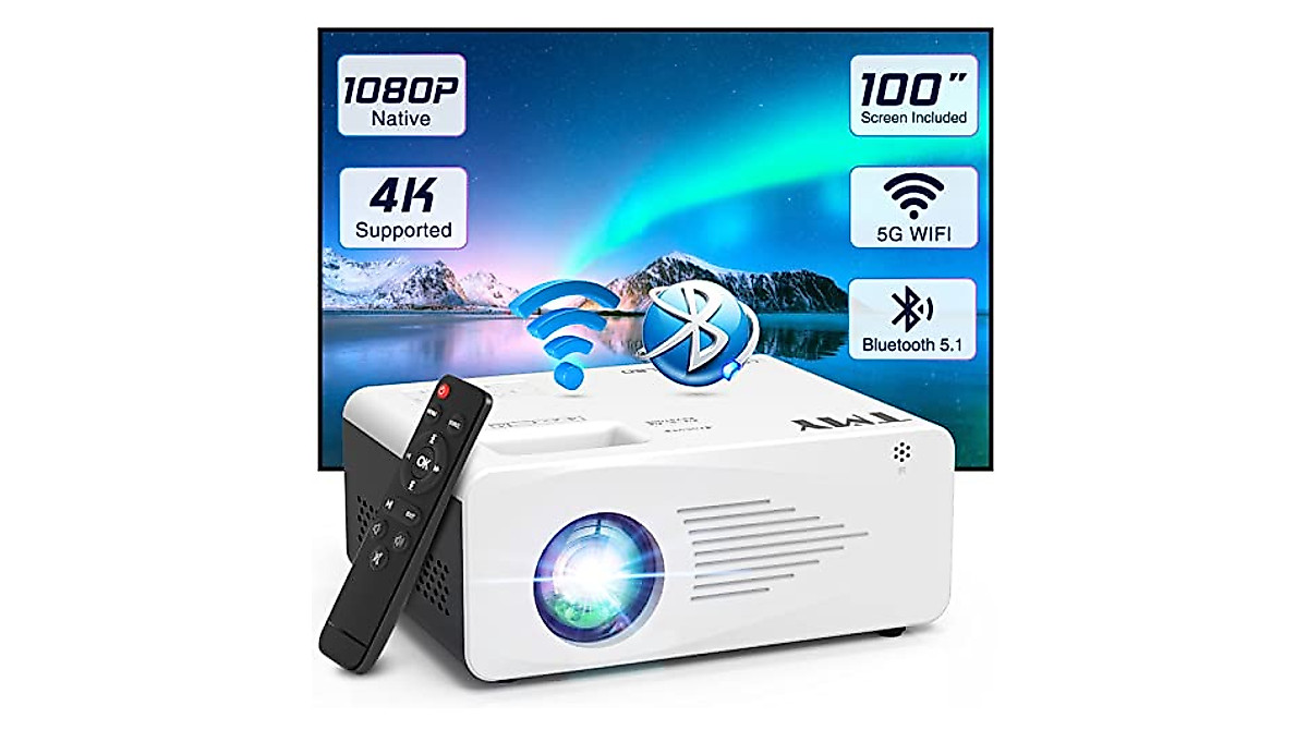 TMY 1080P 5G WiFi Bluetooth Projector | 4K Support & 100" Screen