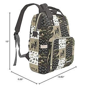 XOZOTY Antler Man Woodland Camo Diaper Bags with Name Waterproof Mummy Backpack Nappy Nursing Baby Bags Gifts Tote Bag for Women