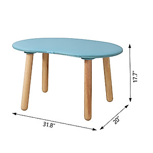 AFBKSS&BB Kids Table, Children Study Table Pre-School Kids Reading Desk Wood Baby Table with 4 wooden legs (Blue)